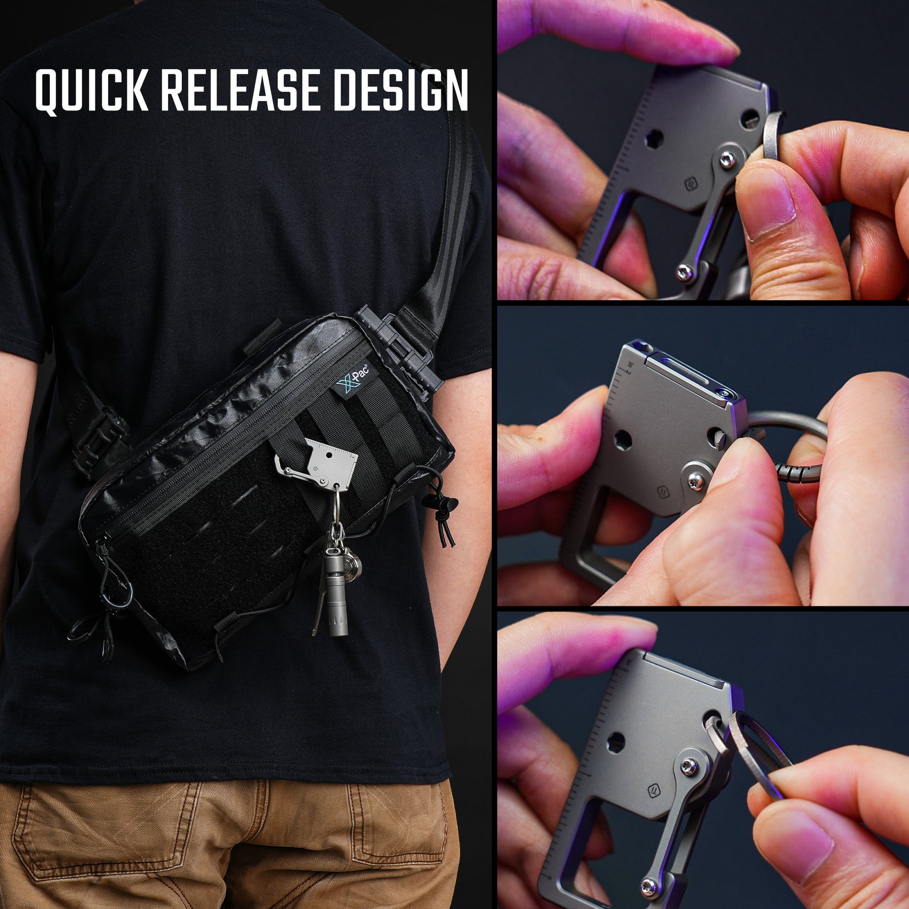 MecArmy EH4 Multi-tool Titanium EDC Carabiner Keychain with Screwdrivers