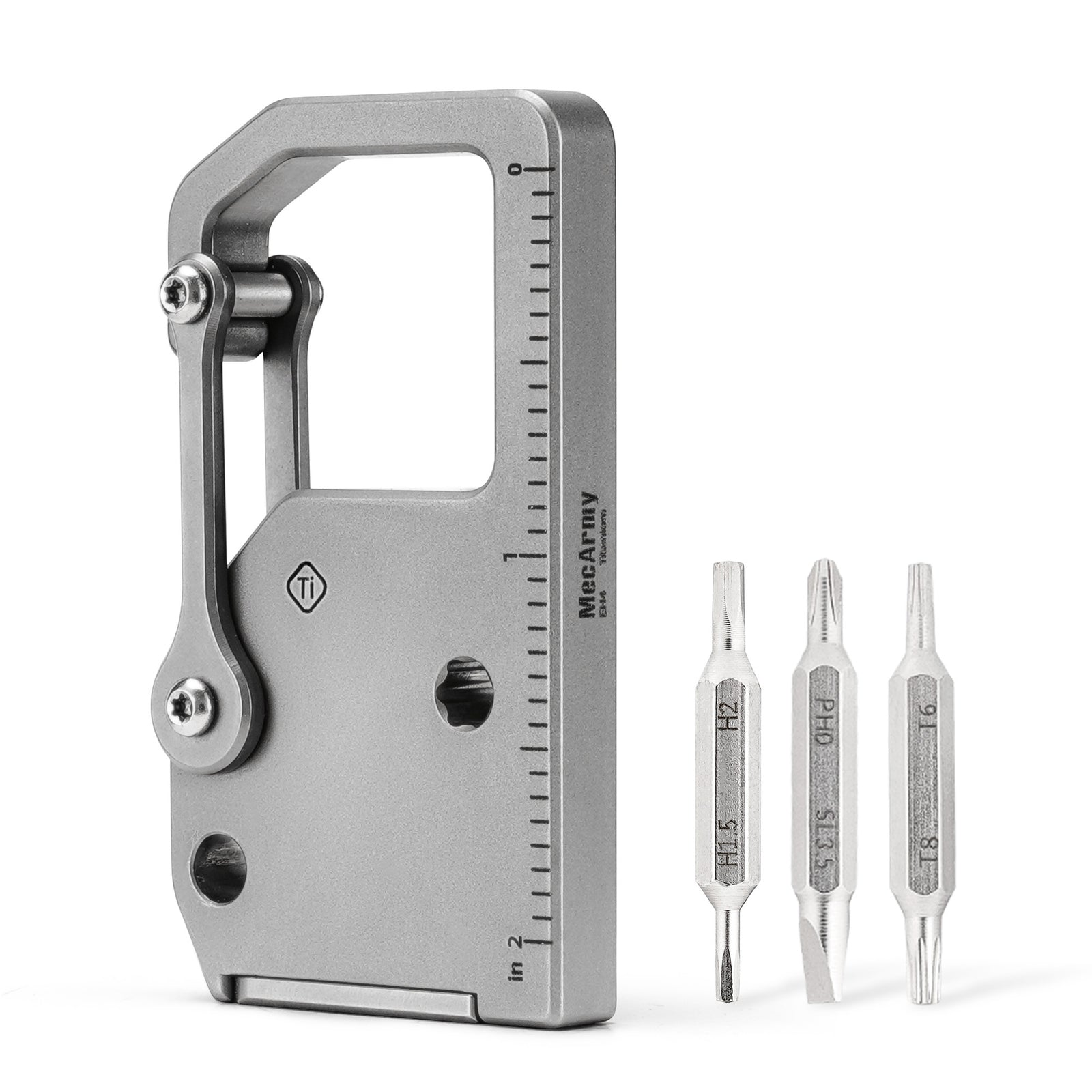 MecArmy EH4 Multi-tool Titanium EDC Carabiner Keychain with Screwdrivers