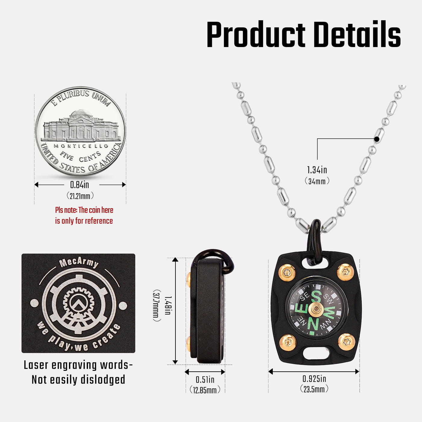 MecArmy Brass/Titanium CMP-2T/2B EDC Compass